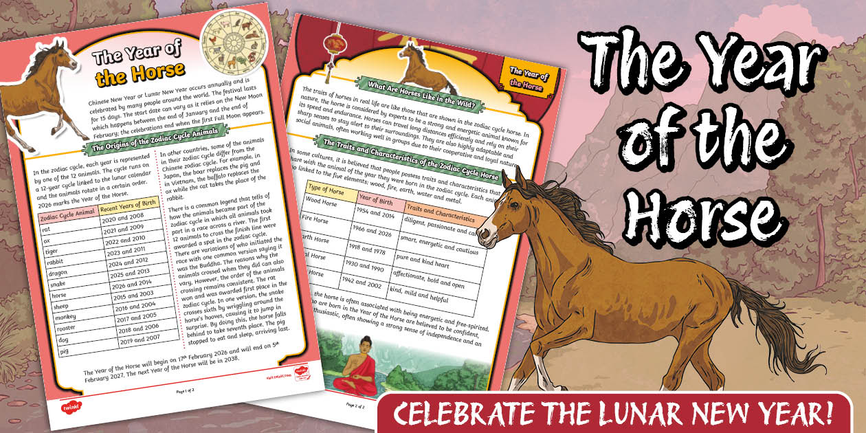 UKS2 Year of the Horse Reading Comprehension Activity