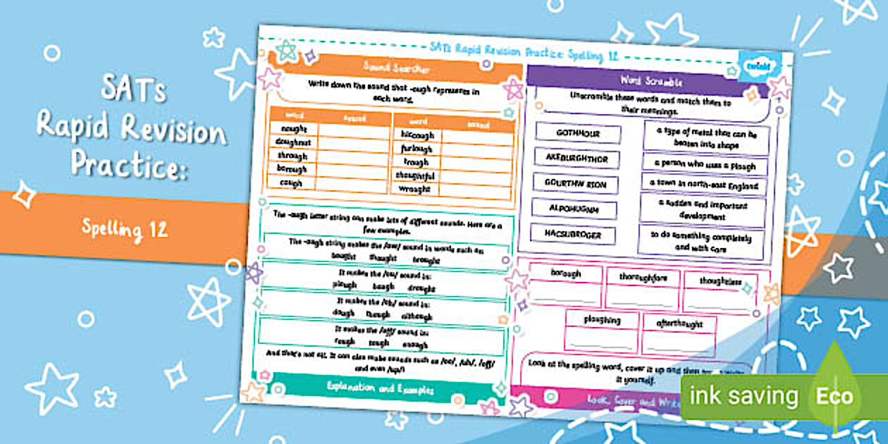 SATs Rapid Spelling Revision Sheet 12 | Parents Resource