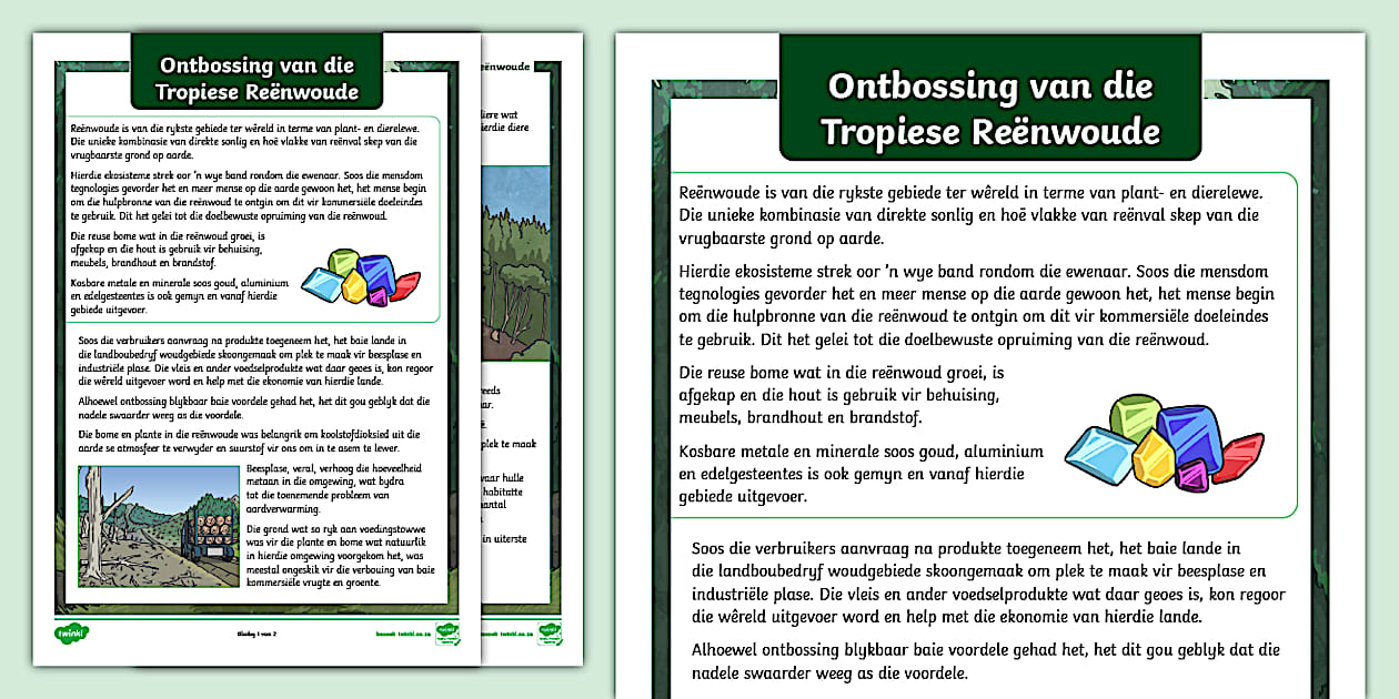Graad 6 Geografie:Ontbossing van die Tropiese Reënwoude