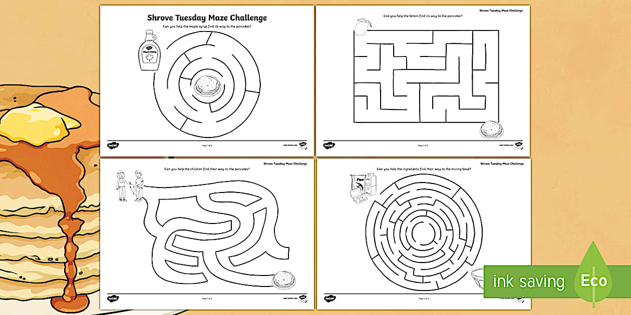 Shrove Tuesday Maze Challenge Worksheet / Worksheet-Australia
