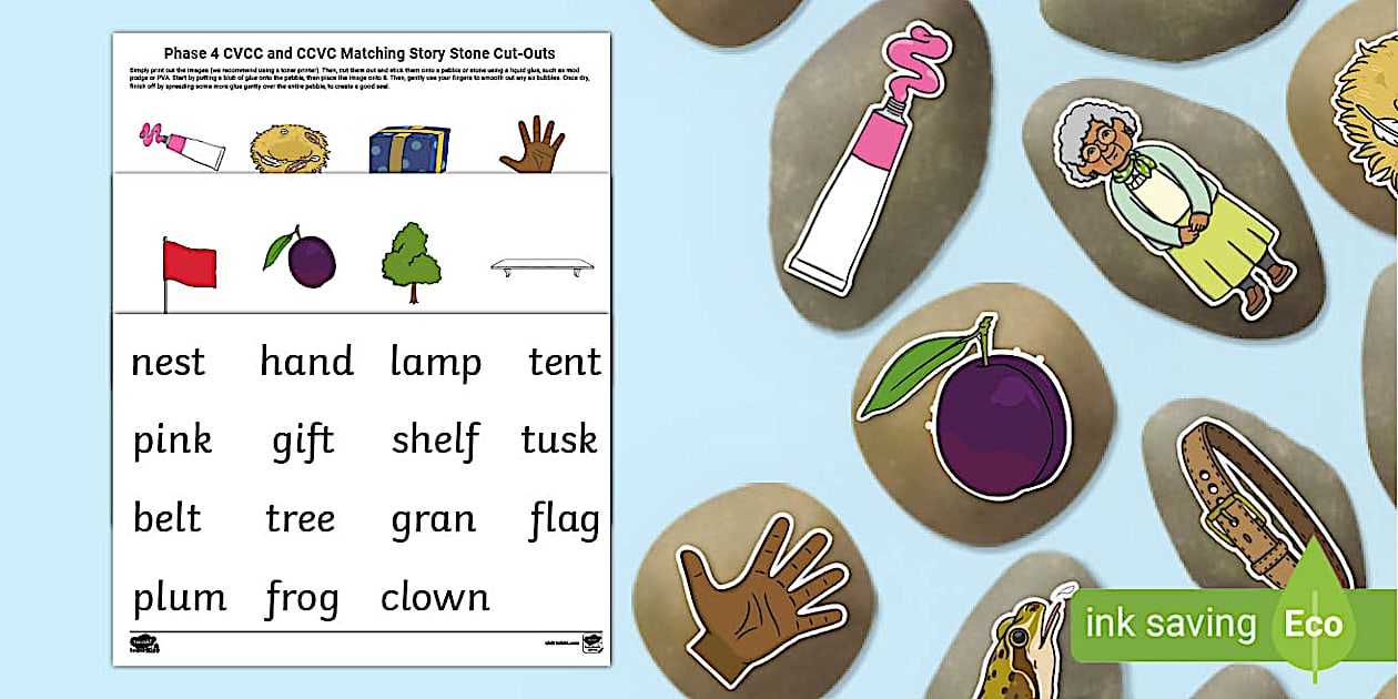 Phase 4 CVCC and CCVC Matching Story Stone Cut-Outs | Twinkl