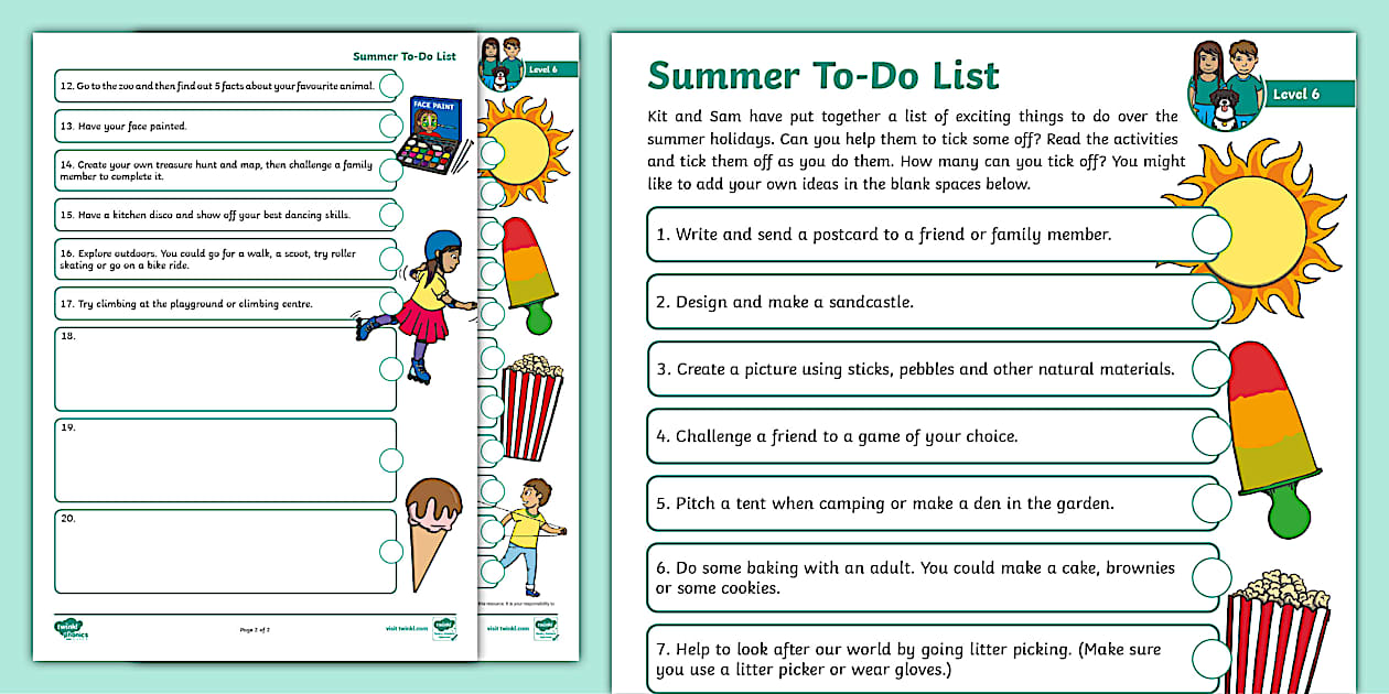 Level 6 Summer To Do List (teacher made) - Twinkl