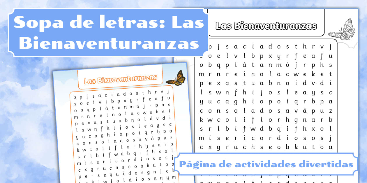 Sopa de letras: Las Bienaventuranzas