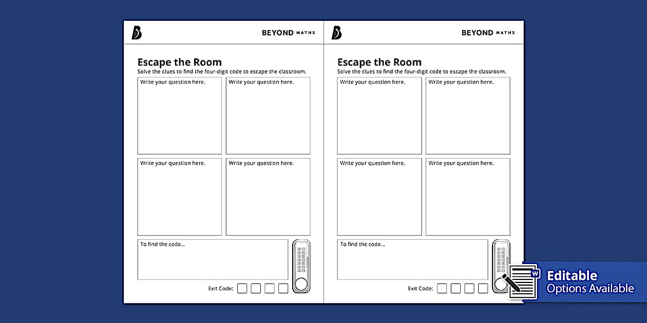 👉 Create Your Own Escape Room Game Template | Beyond Maths