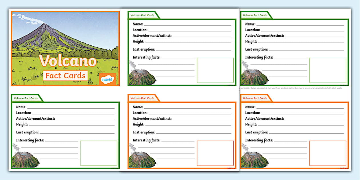 Volcano Fact Cards Template - Twinkl Geography - Twinkl