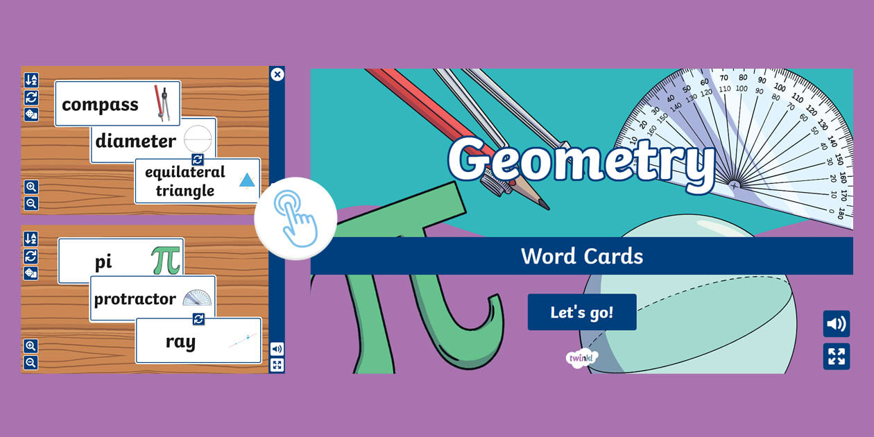 Tier 3 Geometry Vocabulary Interactive Word Cards - Twinkl