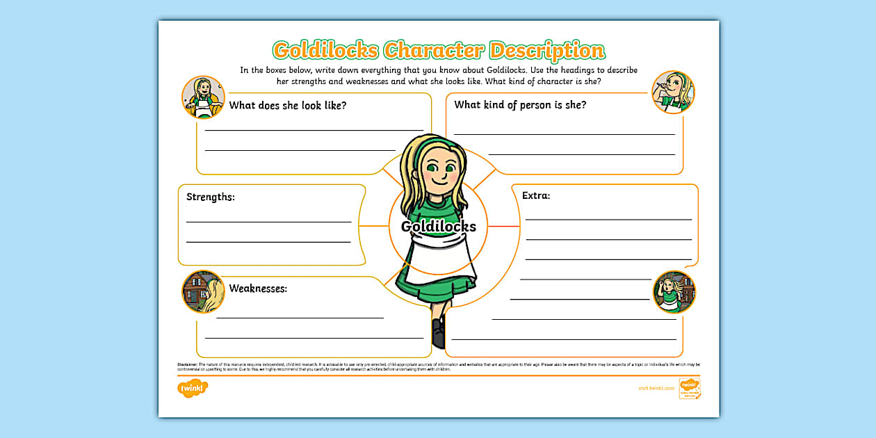 Goldilocks Character Description Mind Map (teacher made)