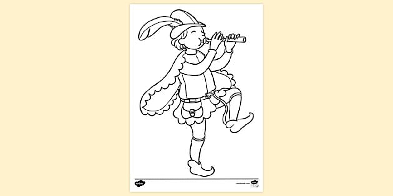 Pied Piper Colouring Sheet - Primary Resources - Twinkl