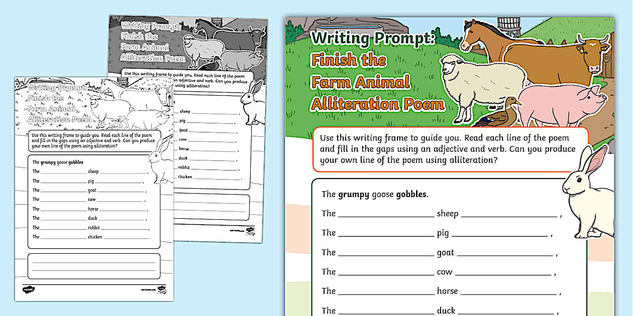 Writing Prompt: Finish the Farm Animal Alliteration Poem