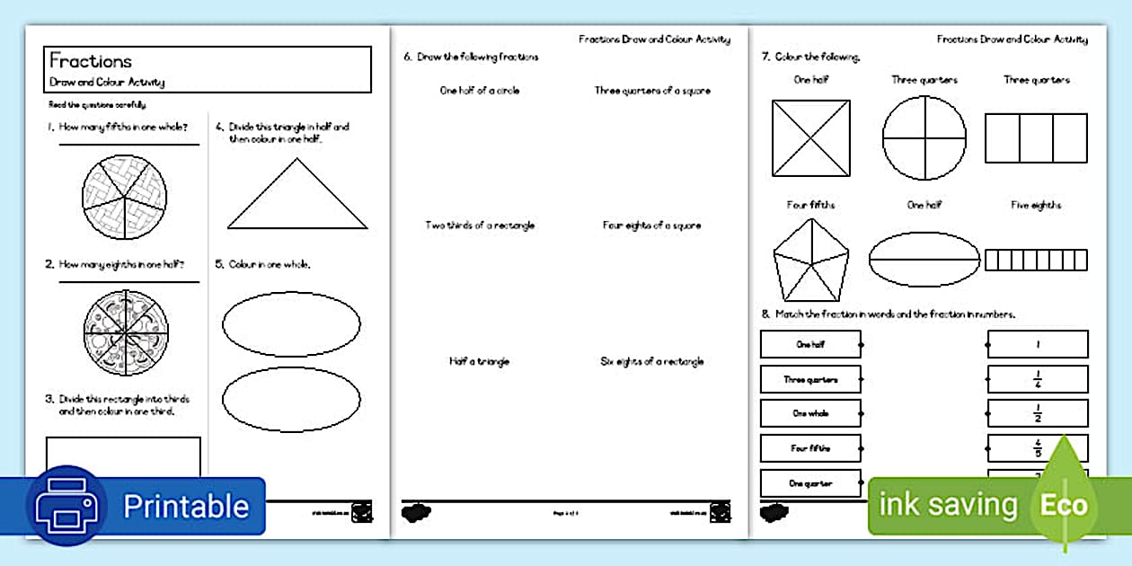 Editable Fractions Draw and Colour Activity (teacher made)