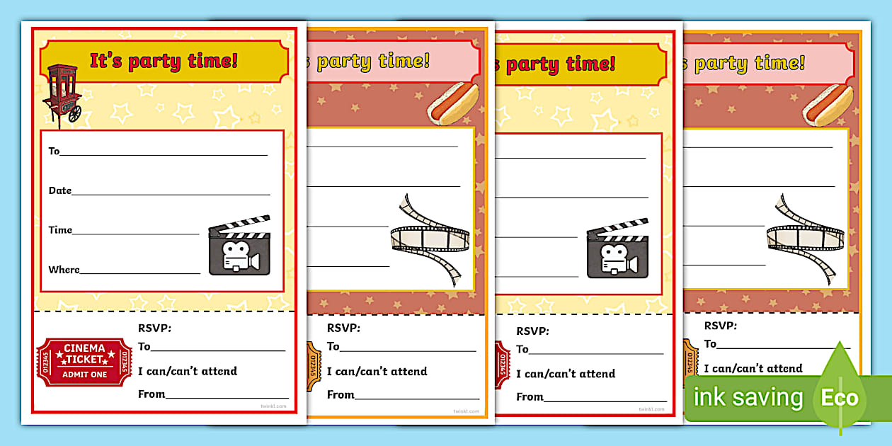 Cinema Party Invitations (teacher made) - Twinkl