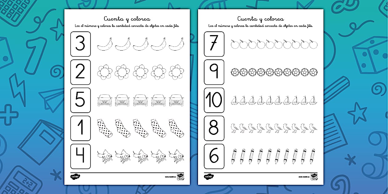 Ficha de actividad: Cuenta y colorea (teacher made) - Twinkl