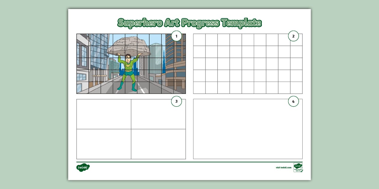 Superhero Art Progress Template (teacher made) - Twinkl