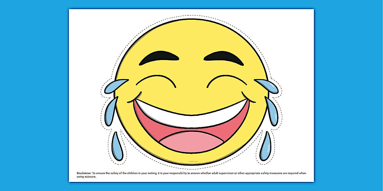 Laugh Crying Emoticon Cut-Out (teacher made) - Twinkl