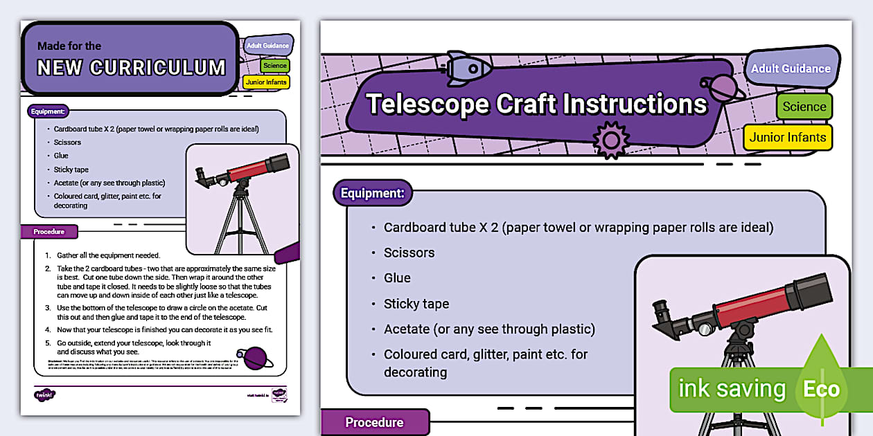 Telescope Craft Instructions (teacher made) - Twinkl