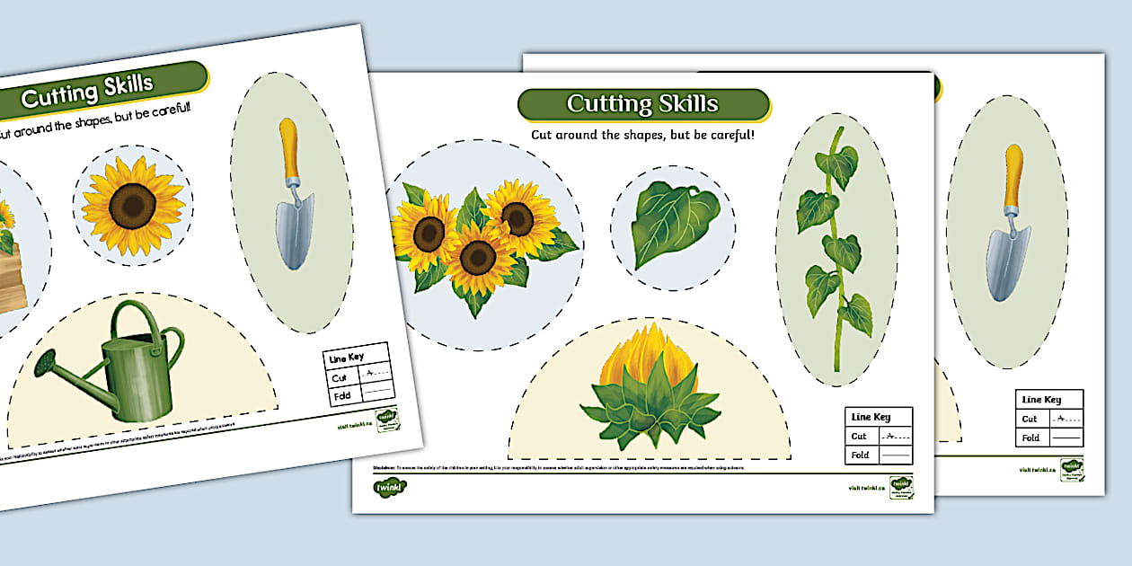 Sunflower-Themed Gardening Cutting Skills Activity - Twinkl