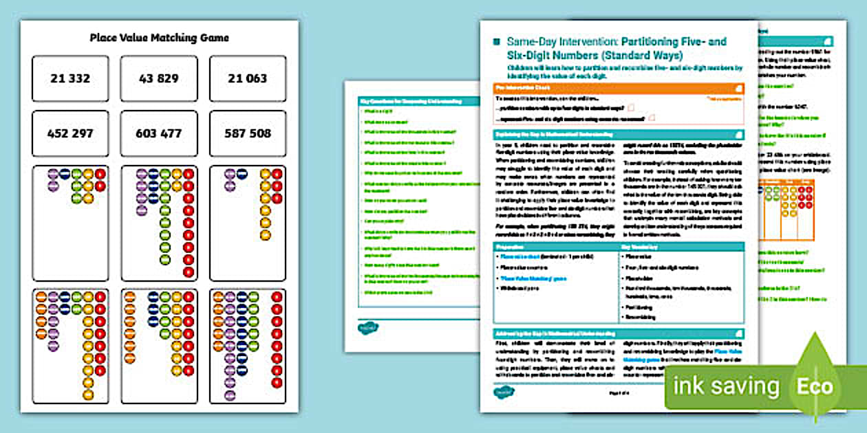 👉 Year 5 Maths Intervention Plan: Partitioning Five- and Six-Digit Numbers