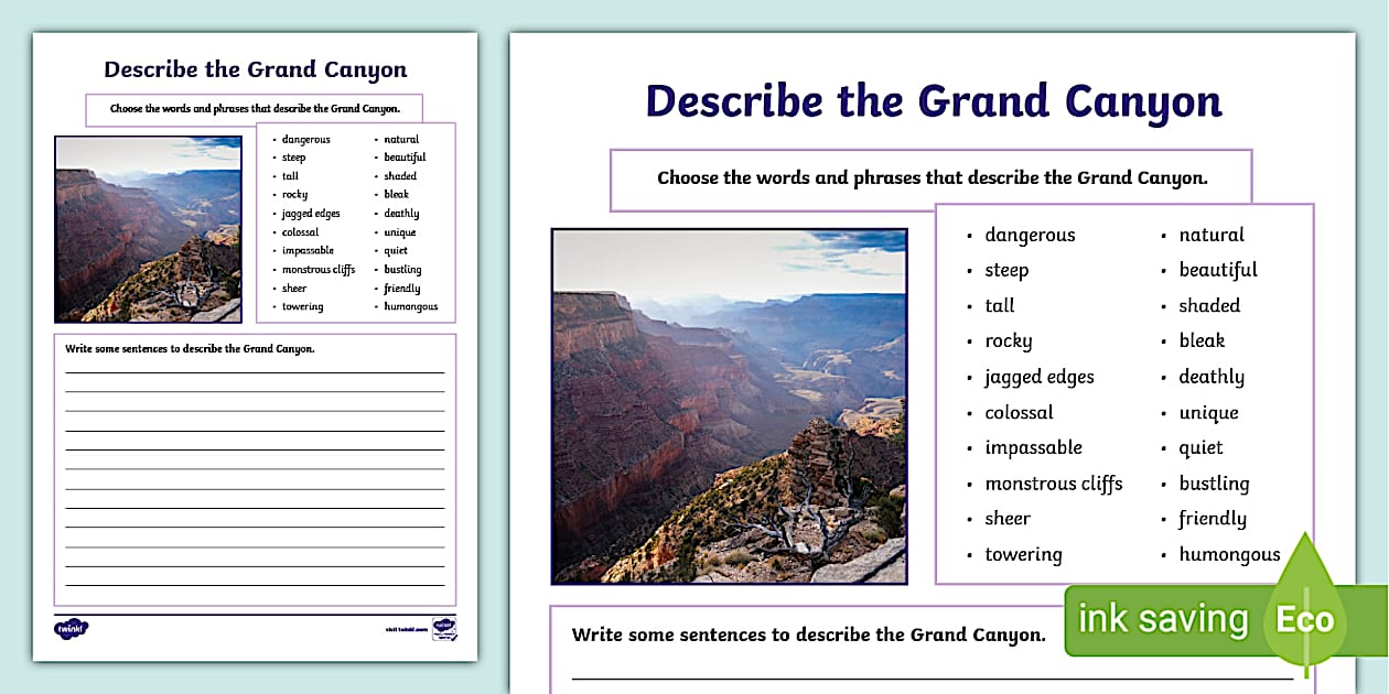 Describe the Grand Canyon Writing Activity (Teacher-Made)