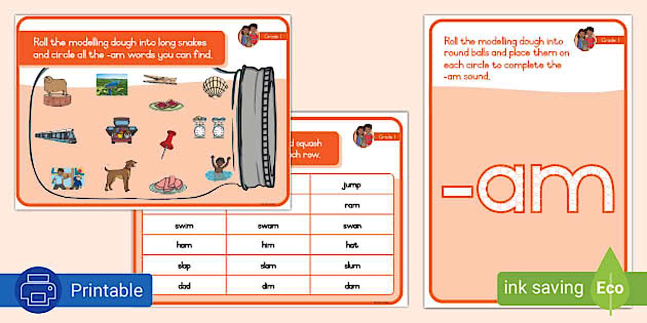 Grade 1 Phonics: -am Modelling Dough Playmats (Teacher-Made)