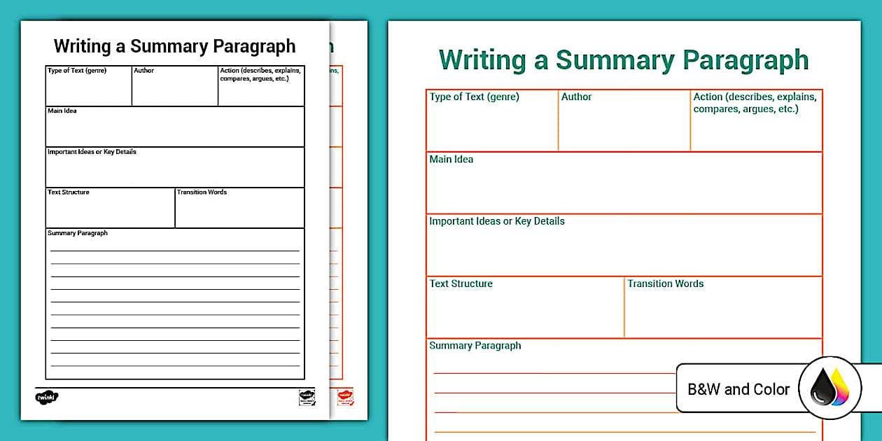Summarizing Info Text Graphic Organizer for 6th-8th Grade