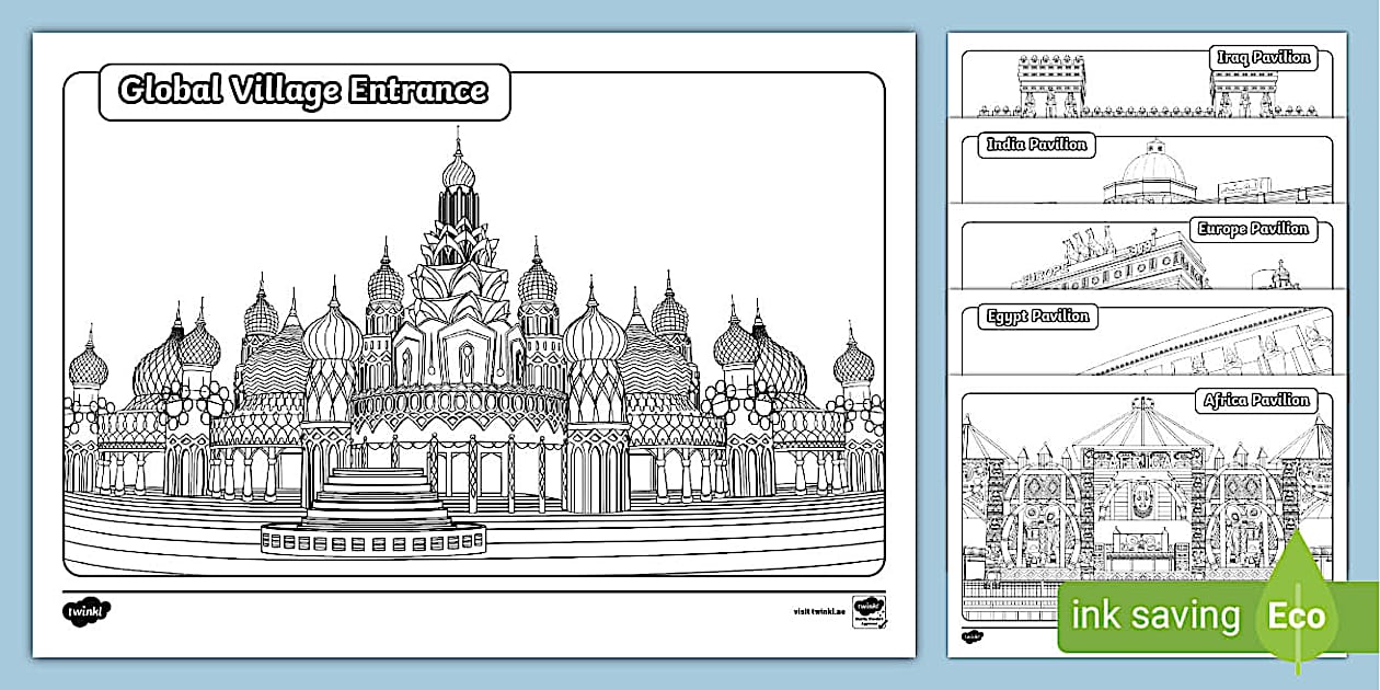 Global Village Colouring Sheets (teacher made) - Twinkl