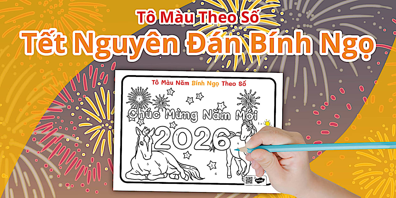 Phiếu Tô Màu Theo Số - Tết Nguyên Đán Bính Ngọ 2026