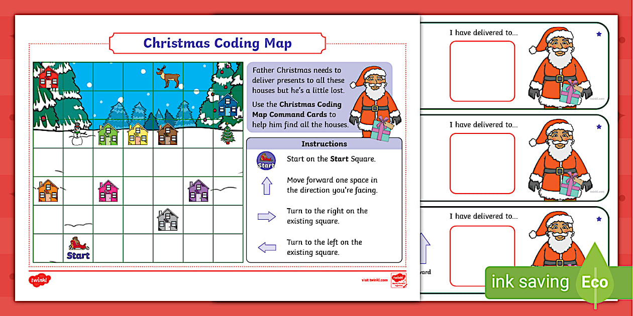 Christmas Coding Map - Twinkl KS1 - Twinkl