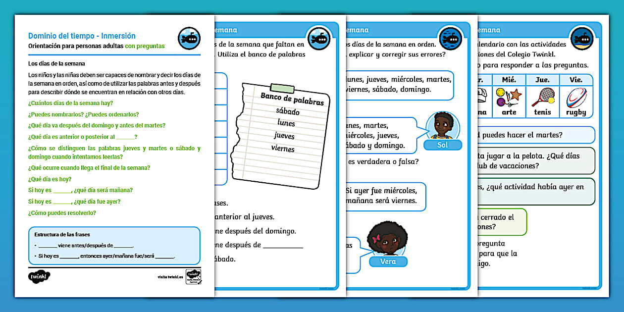 Tarjetas de los días de la semana (creat de profesori)