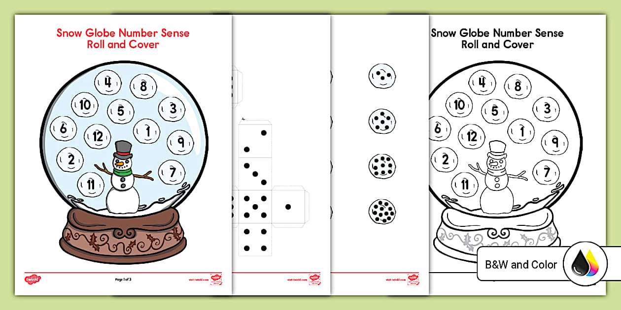 Roll and Cover Snow Globe Game | Winter | Twinkl USA