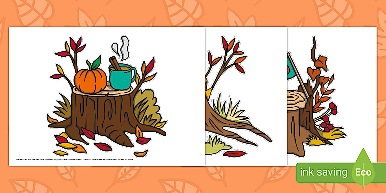 Autumn Tree Stump Cut-Outs (Teacher-Made) - Twinkl