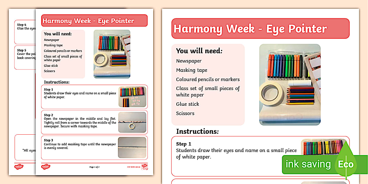 SA Harmony Week Eye Pointer Craft (teacher made) - Twinkl