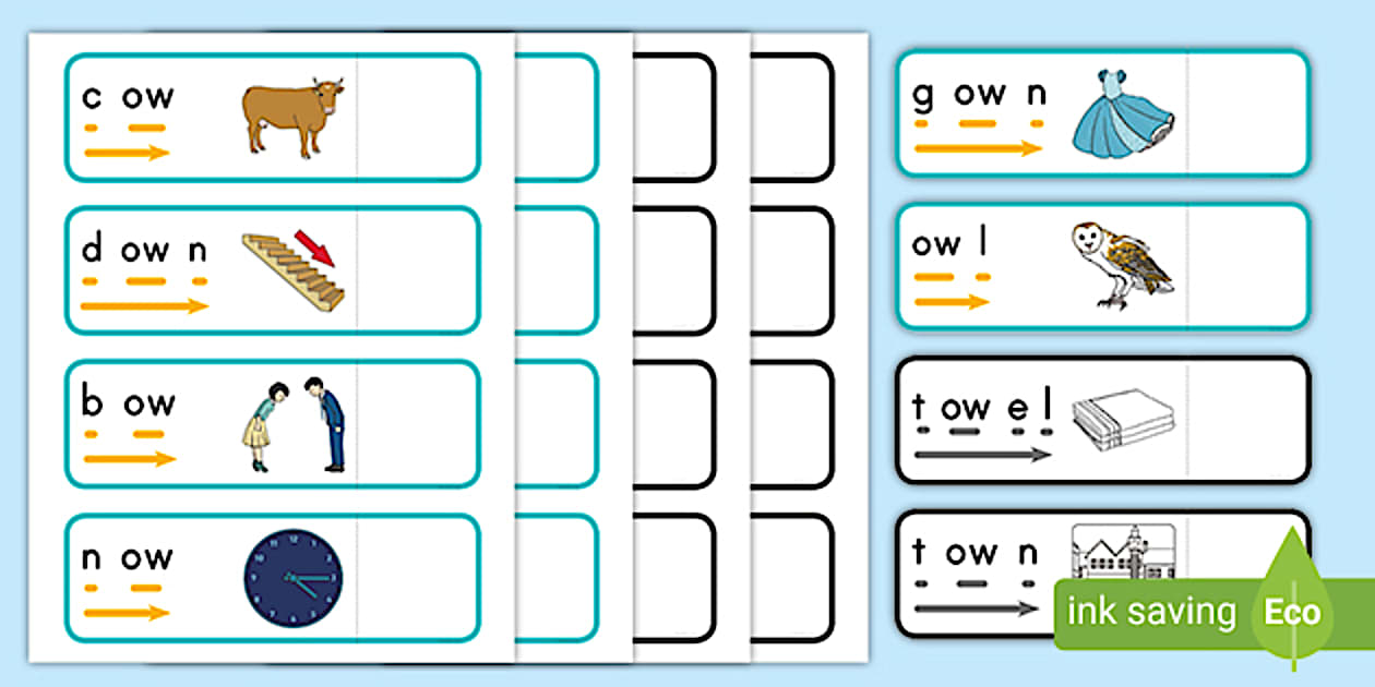 -ow Digraphs Read and Reveal Worksheet (Teacher-Made)