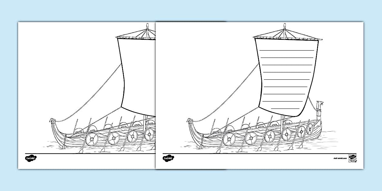 Viking Longboat Writing Template (teacher made) - Twinkl