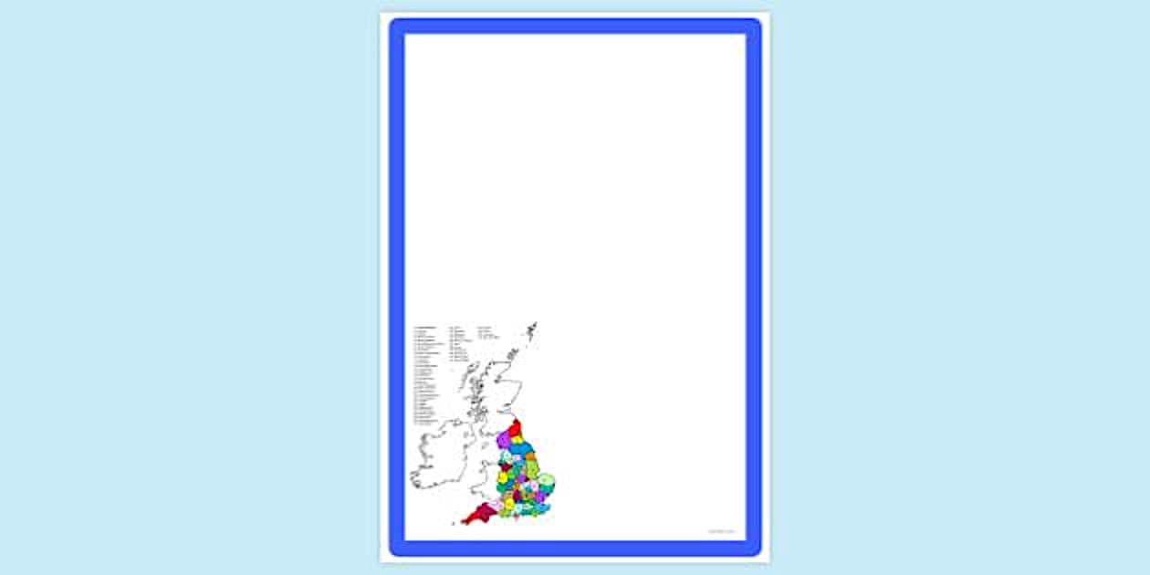 England Counties Map Page Border | Page Borders | Twinkl