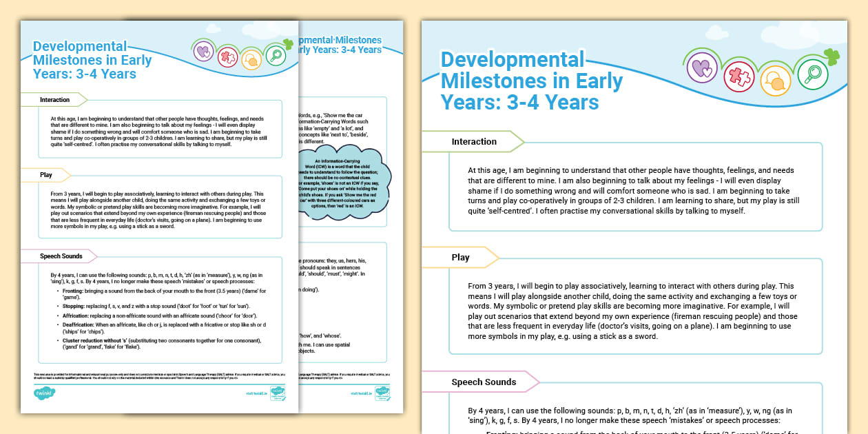 Developmental Milestones: 3-4 Years (teacher made) - Twinkl