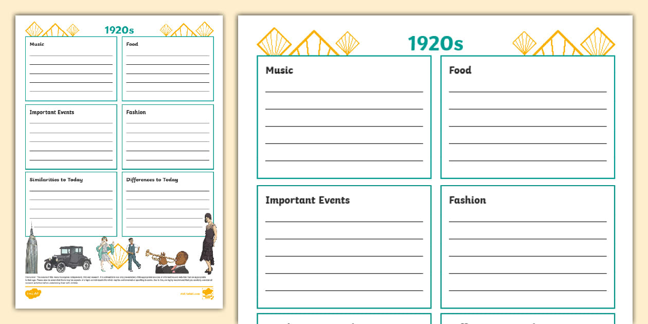 1920s Fact File Template,1920s (Teacher-Made) - Twinkl