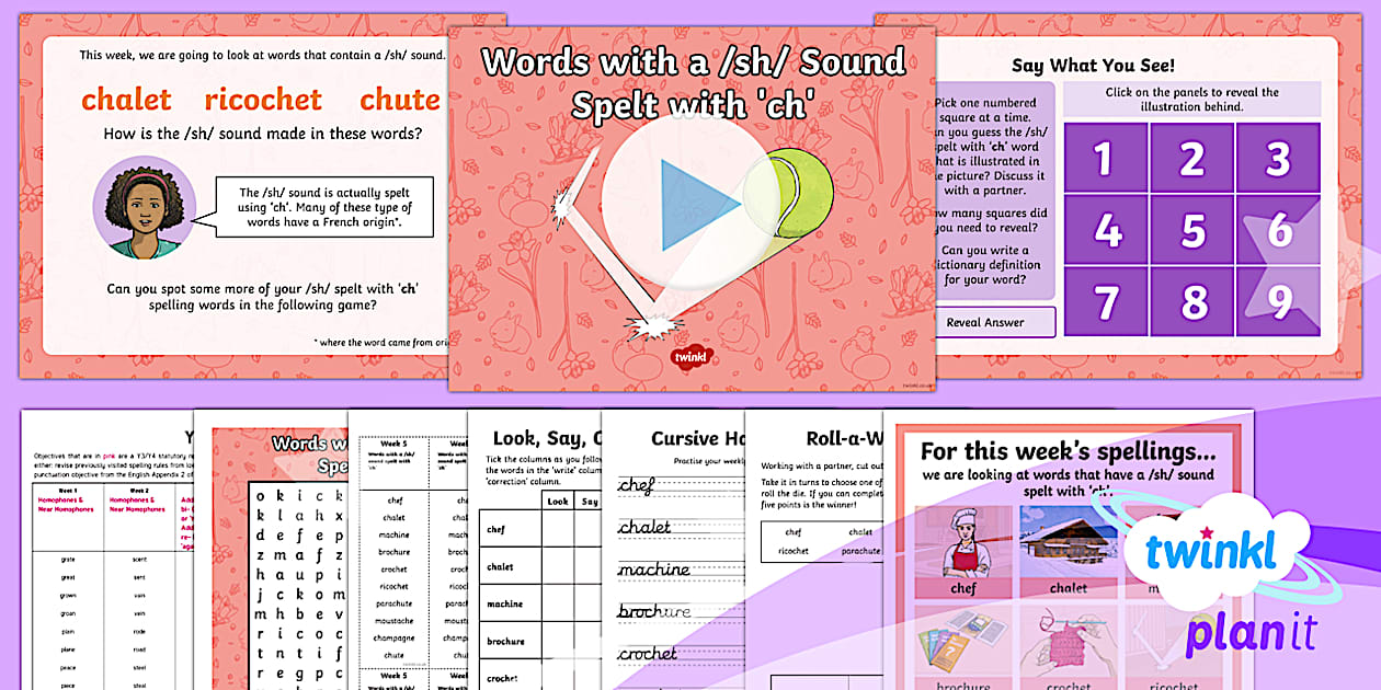 Words With a /sh/ Sound Spelt With 'ch' Lesson Plan - Twinkl