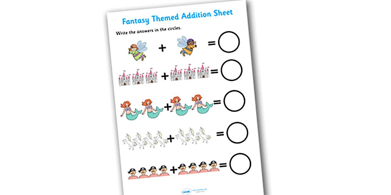 Fantasy Themed Addition Sheet (Teacher-Made) - Twinkl