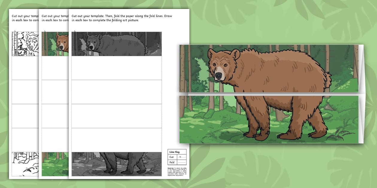 Brown Bear Folding Art Template (teacher made) - Twinkl