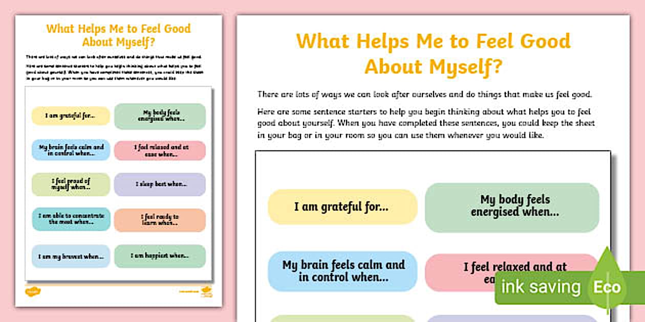 Feeling Good Worksheet KS2 - Twinkl Primary Resources