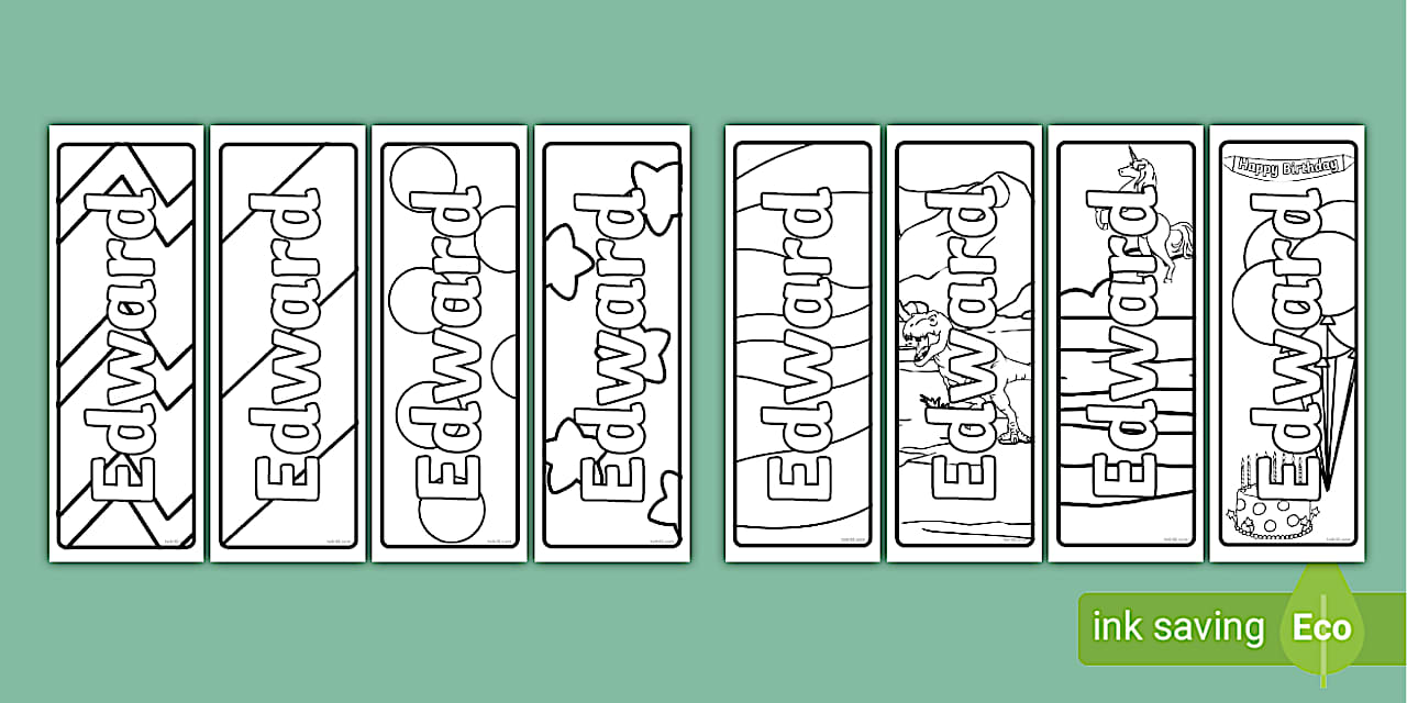 Edward Name Simple Colouring Bookmarks (teacher made)
