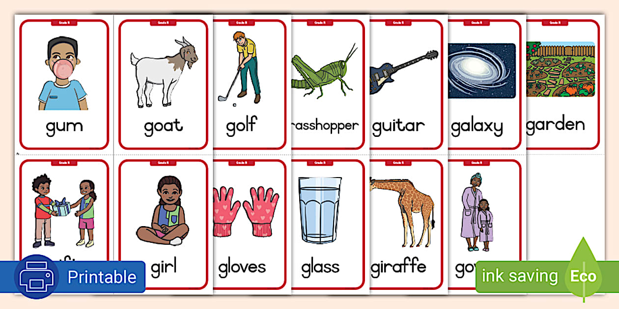 Gr. R Phonics G Flashcards (teacher made) - Twinkl