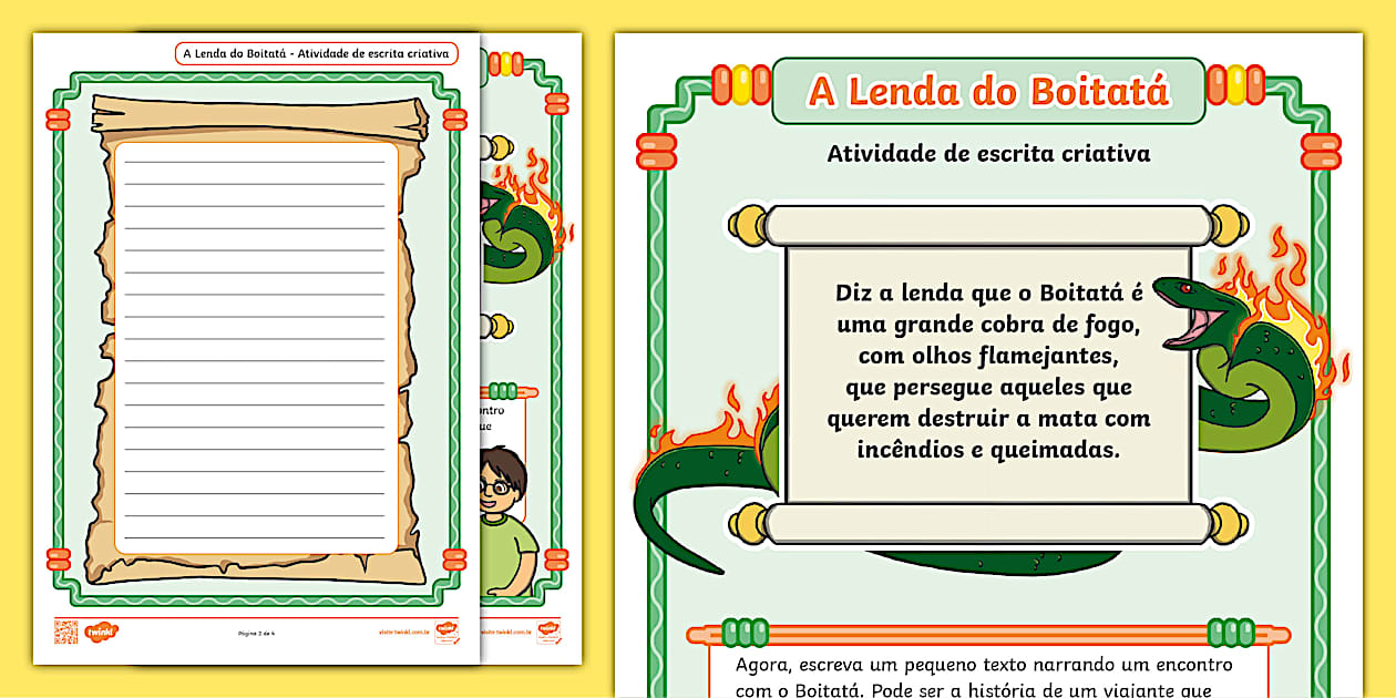 A lenda do Boitatá - Atividade de escrita criativa - Twinkl