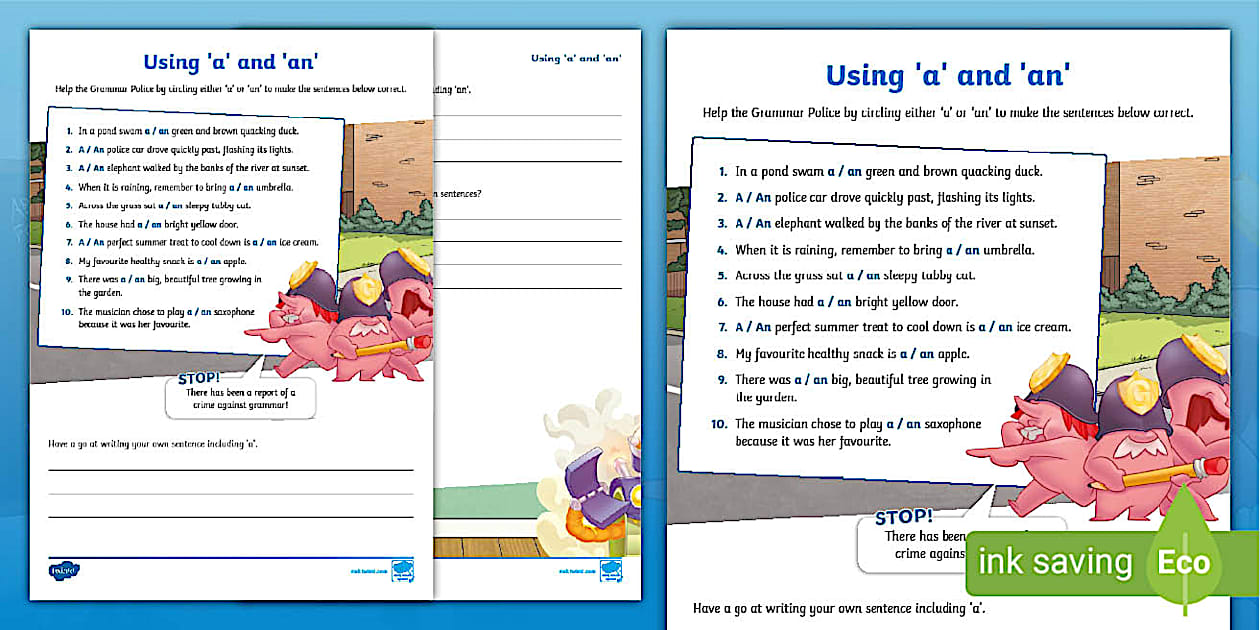Grammar Police Using 'a' or 'an' (teacher made) - Twinkl