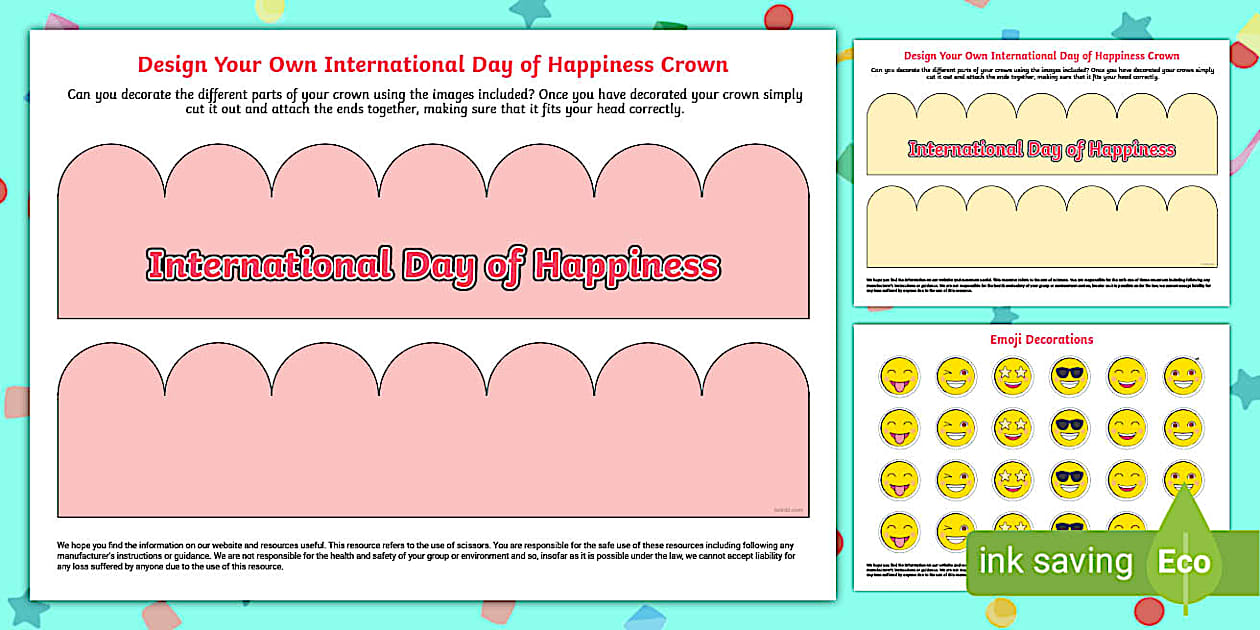 International Day of happiness - Crown activity - Twinkl