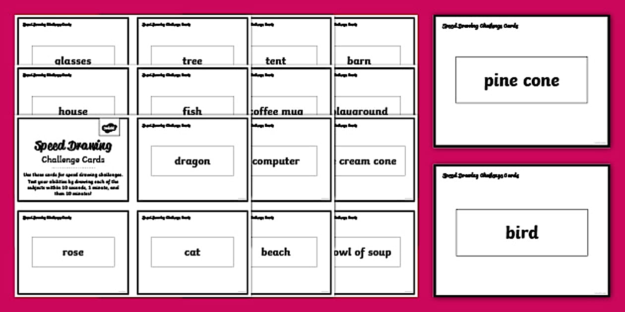 Speed Drawing Art Challenge Cards | Twinkl USA - Twinkl