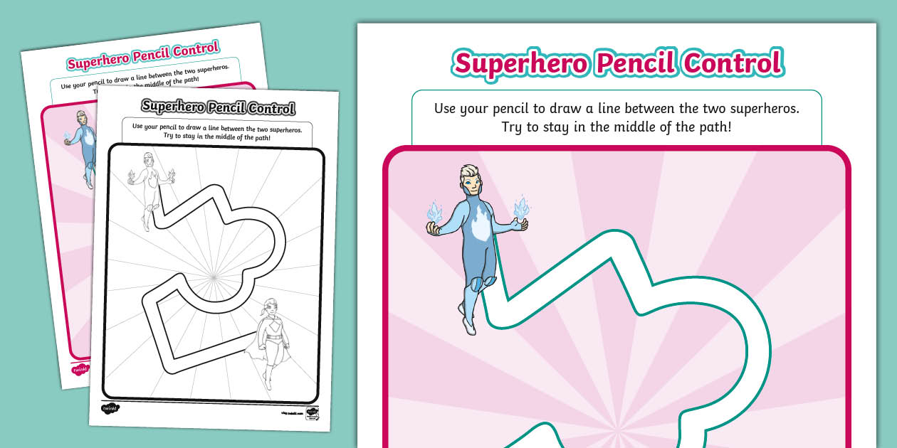 Superhero Pencil Control Worksheet (Teacher-Made) - Twinkl