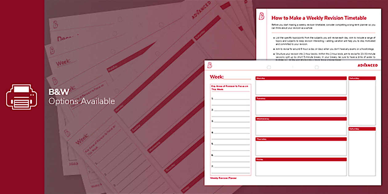 Revision Timetable GCSE Template | Revision | Beyond
