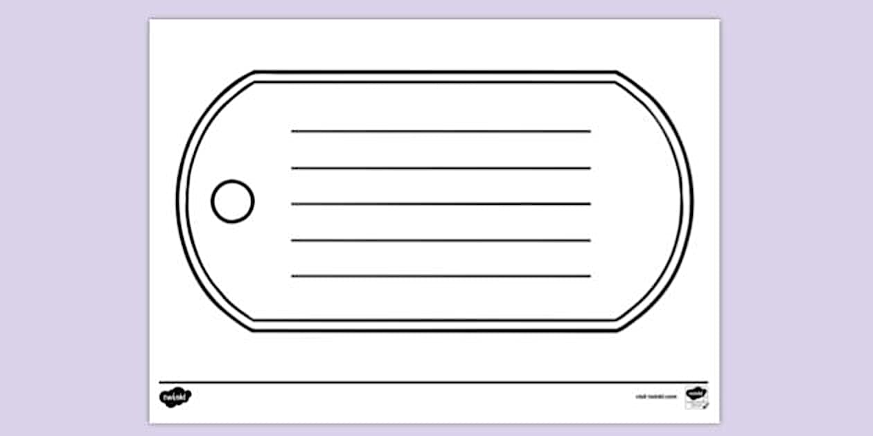 Military Dog Tag Colouring Sheet | Colouring Sheets - Twinkl