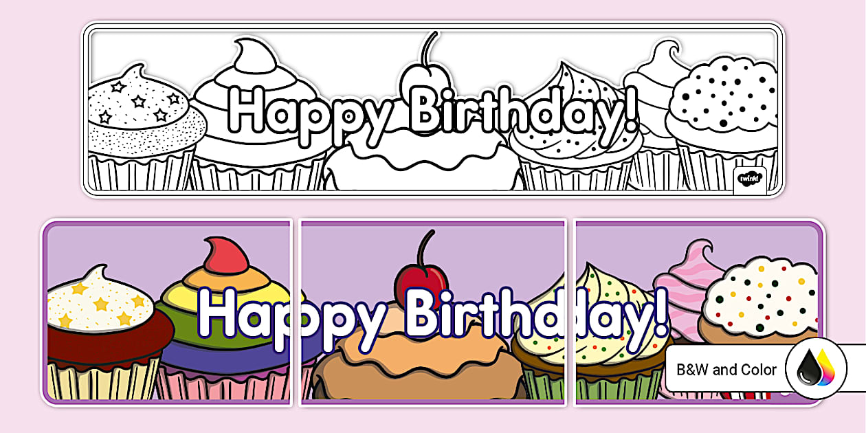 Cupcake Happy Birthday Banner